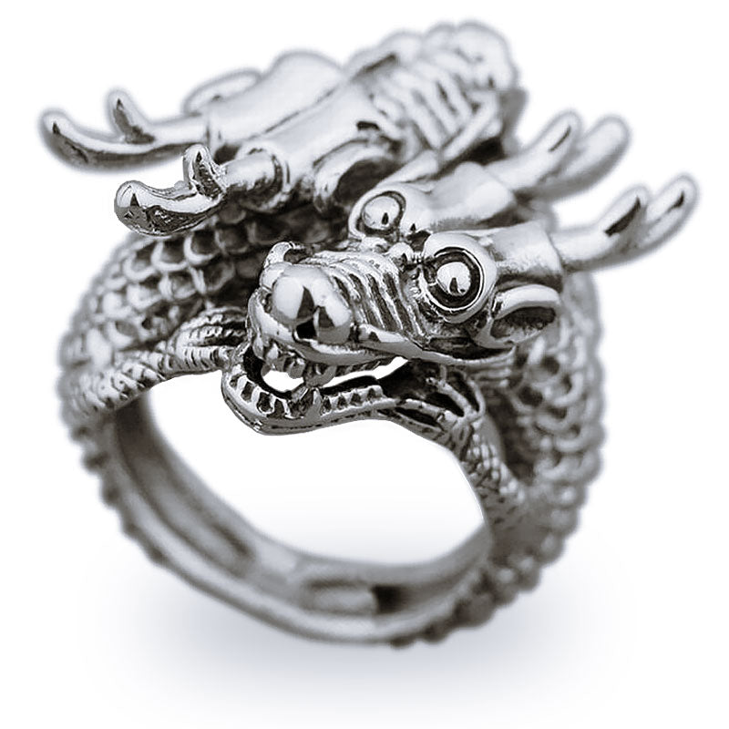 Twin Dragon Ring (Sterling Silver) | Dragon Vibe